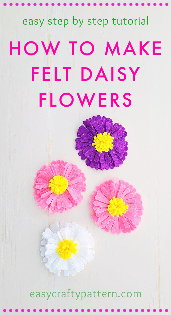 Felt Daisy Flower With Free Template | Easy Crafty Pattern