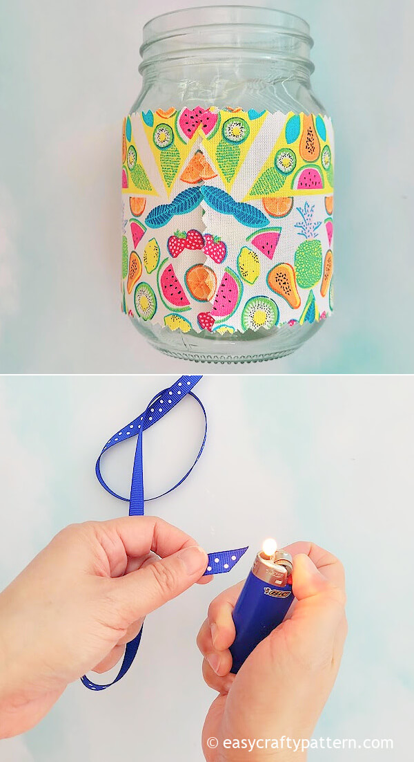 Fabric-Covered Mason Jar Tutorial | Easy Crafty Pattern