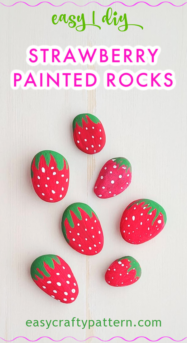 Strawberry Painted Rocks Tutorial For Garden | Easy Crafty Pattern