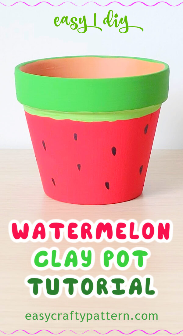 Painted Watermelon Clay Pot | Easy Crafty Pattern