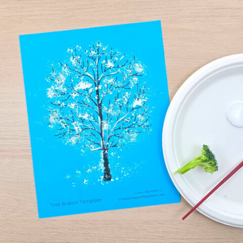 Broccoli Painted Cherry Blossom Tree Craft | Easy Crafty Pattern