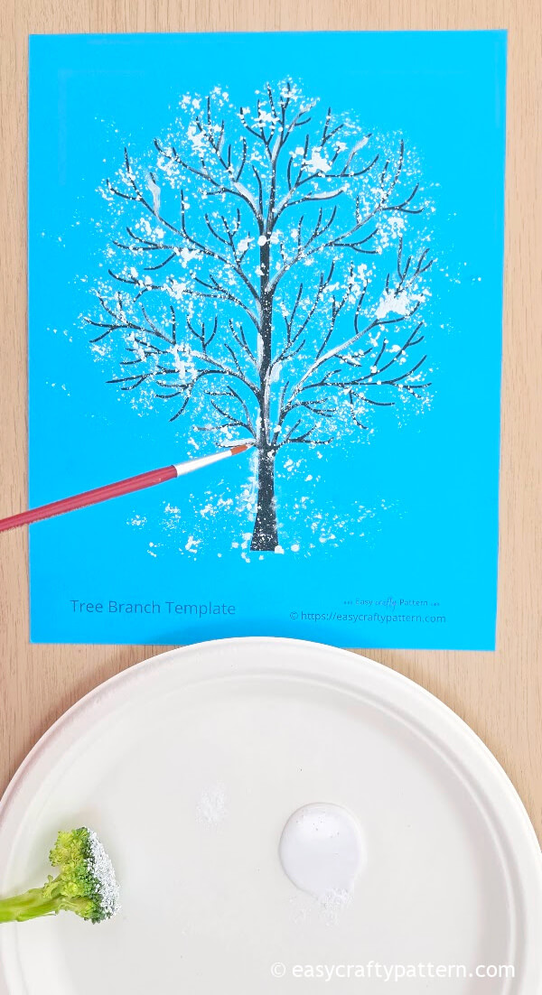 Broccoli Painted Winter Tree Craft | Easy Crafty Pattern