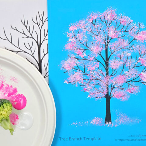 Broccoli Painted Cherry Blossom Tree Craft | Easy Crafty Pattern
