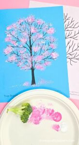 Broccoli Painted Cherry Blossom Tree Craft | Easy Crafty Pattern